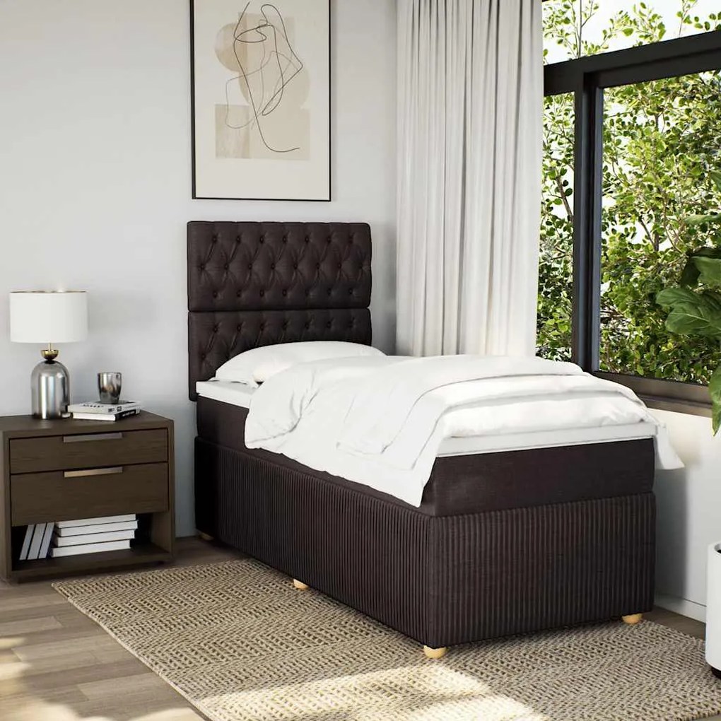 Box spring postel s matrací tmavě hnědá 80x200 cm textil 3294193