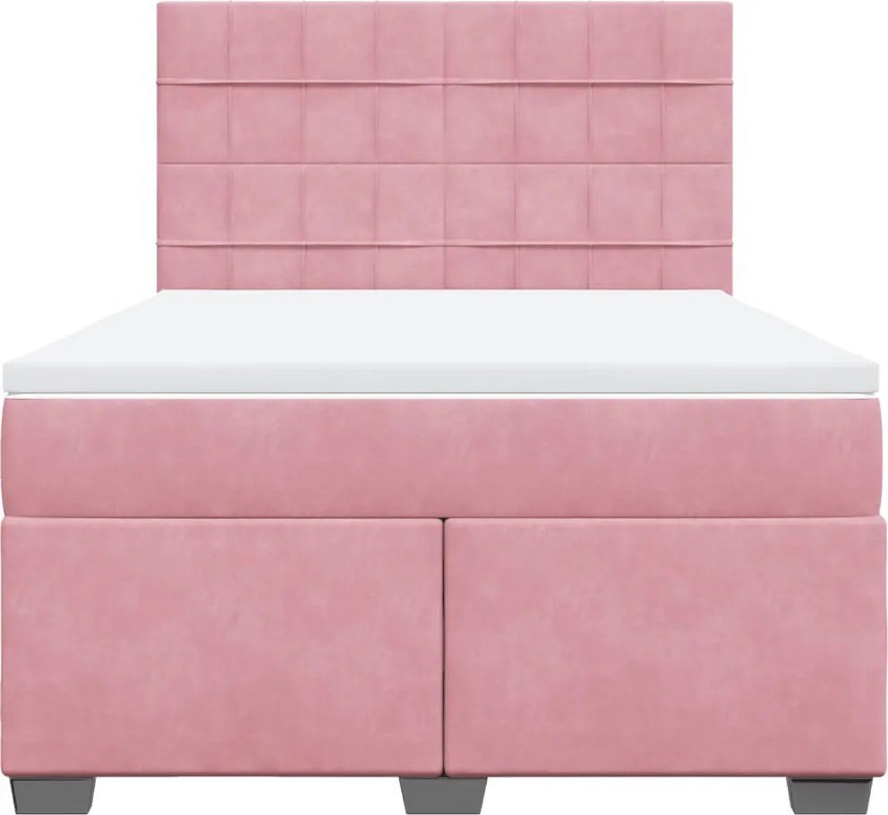 Box spring postel s matrací růžová 140x200 cm samet 3293235