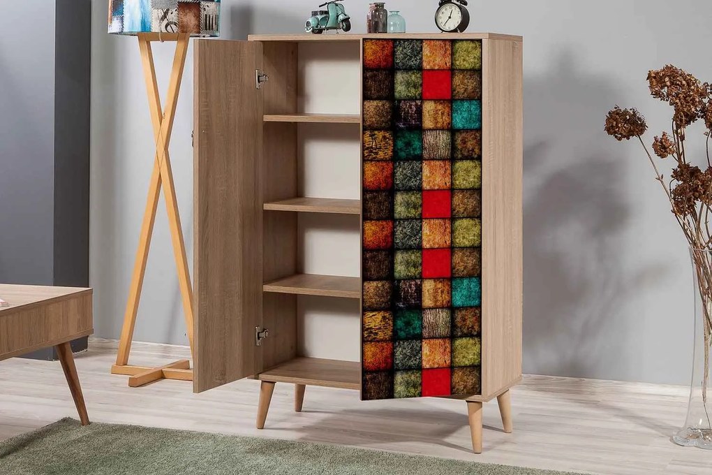 Designová víceúčelová skříň Vallissa 127 cm vzor dub