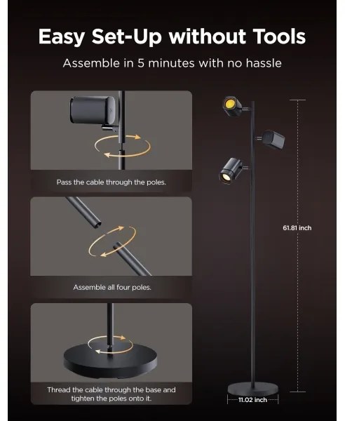 Govee - LED RGBICWW Stmívatelná stojací lampa TREE MATTER LED/48W/230V Wi-Fi