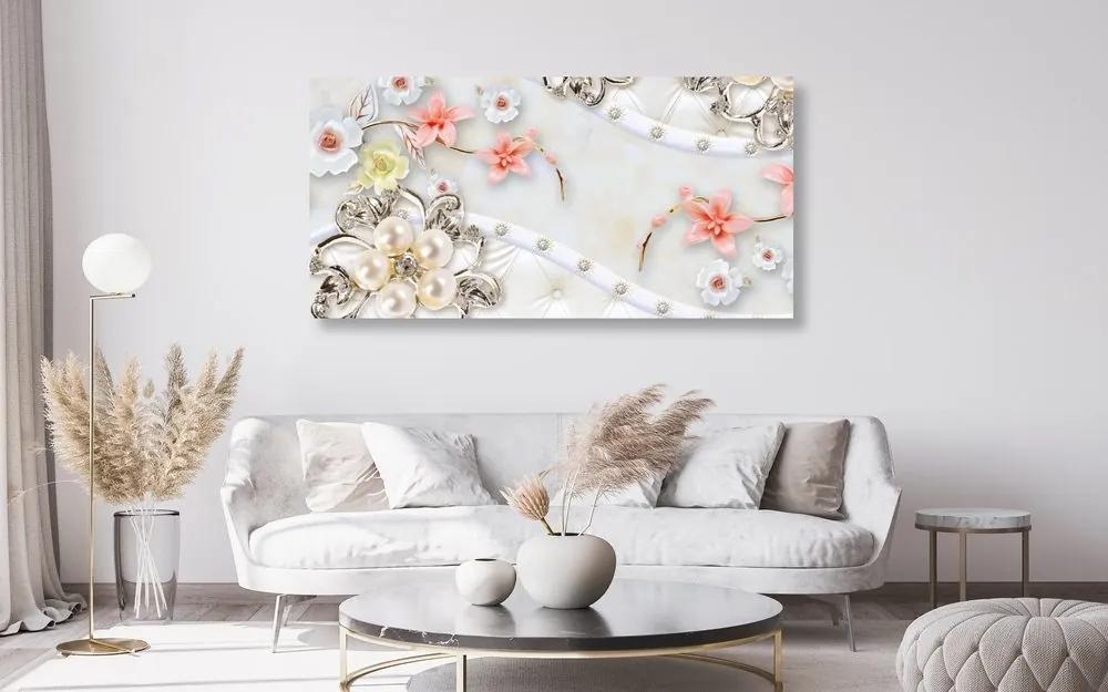 Obraz luxusní květinové šperky - 100x50 cm