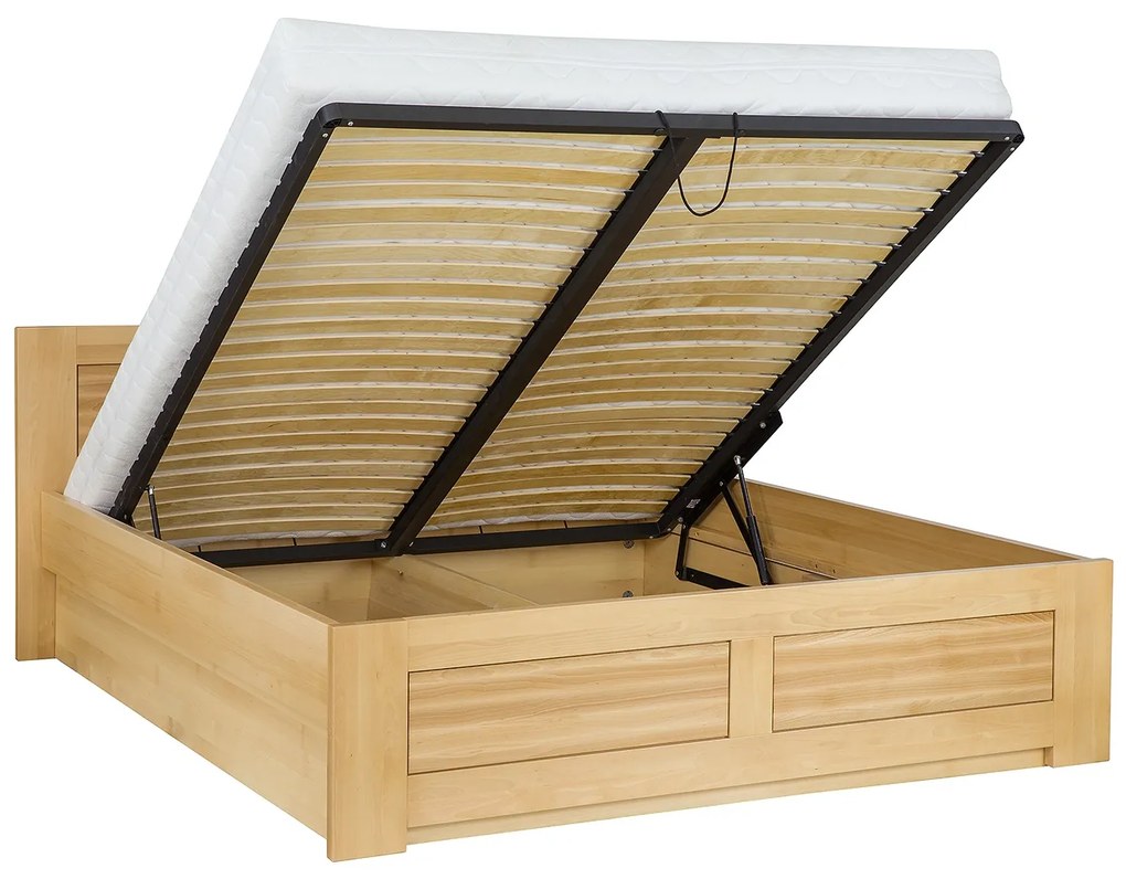 Drewmax LK212 BOX 180x200 cm dřevěná postel masiv dub dvojlůžko
