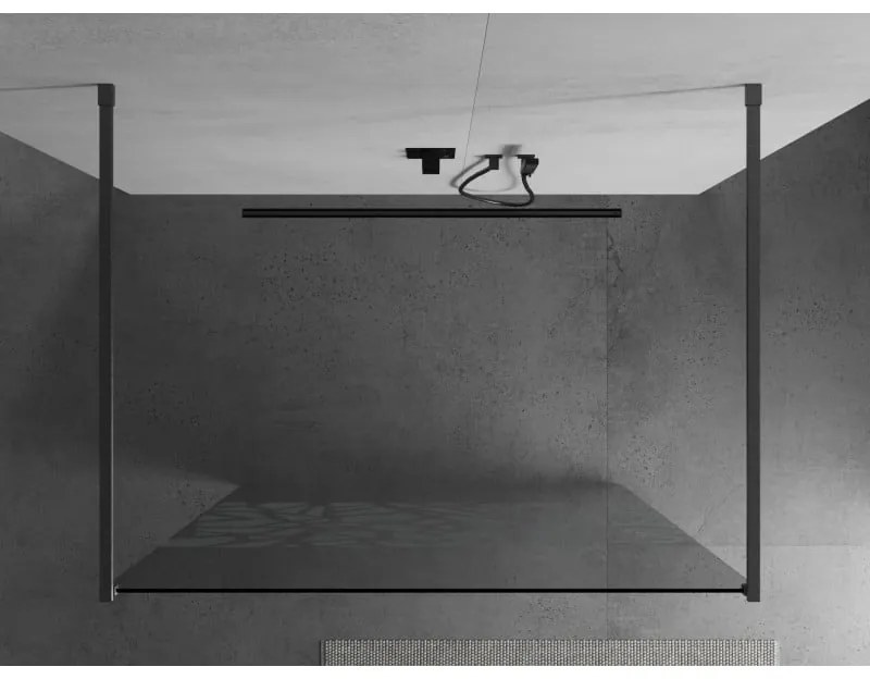 Mexen Kioto, sprchová zástěna Walk-In 120 x 200 cm, 8mm čiré sklo bílý vzor, grafitový profil, 800-120-002-66-85
