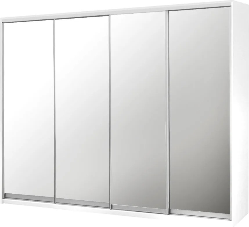 Skříň 4D 2500x2400x600, 4 zrcadla, bílá