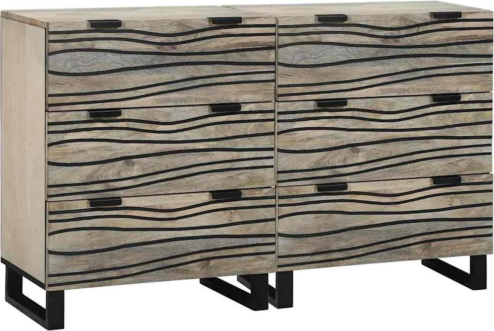 Sestava komody 2 ks Bílá 120 x 33 x 75 cm Masivní mangové dřevo 3310046
