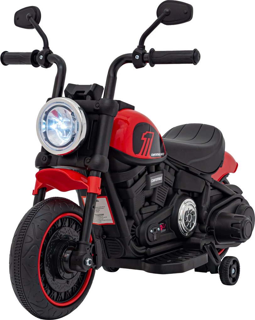 Ramiz Elektrická motorka Chopper FASTER pro děti červená + FM rádio + audio panel + LED