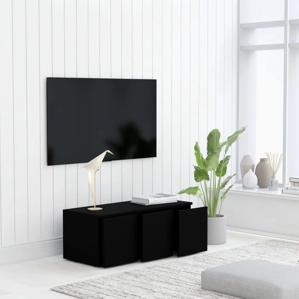 TV stolek černý 80 x 34 x 30 cm dřevotříska - Default Title