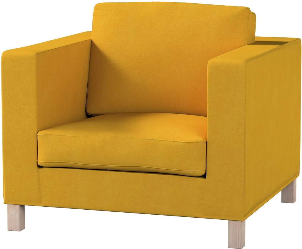 Potah na křesko IKEA Karlanda, krátký barva žlutá látka pletený vzor
