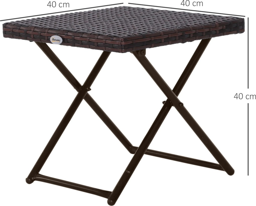 Skládací zahradní stolek Outsunny z poly ratanového materiálu - kávový stolek, stolek pro pohovku, stolek na balkon, zahradní stůl, stůl na čaj, náby…