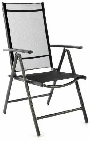GARTHEN zahradní polohovatelná židle + stolička černá