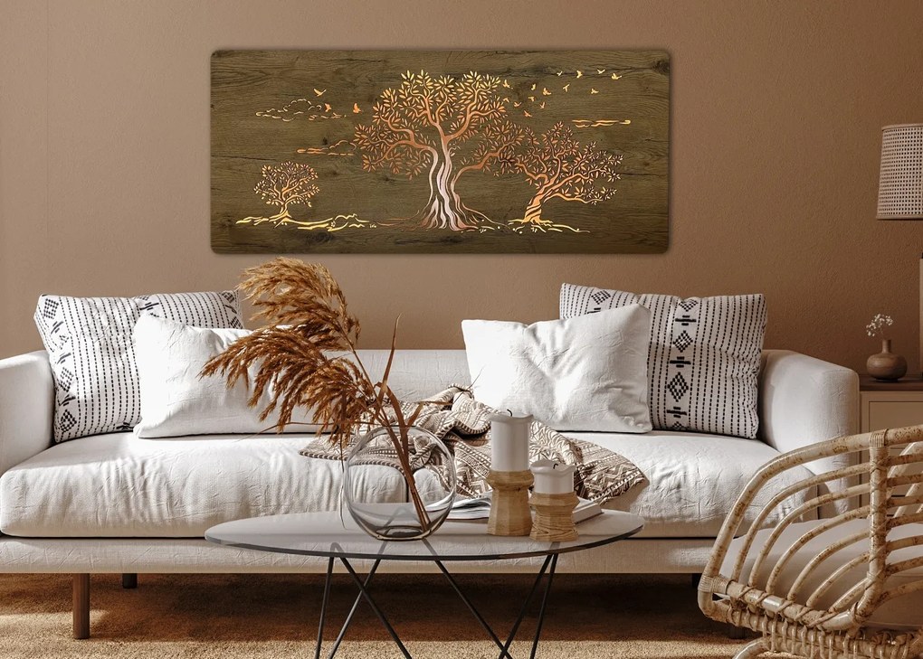 Li-Go "Tři olivy" světelný obraz s baterií 120x60cm varianta: ovládání na obraze bez dálkového ovladače, provedení: dub světlý