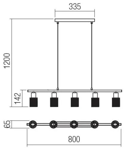 Redo 04-509 - Lustr na lanku VERTIGO 5xE14/28W/230V lesklý chrom/bílá