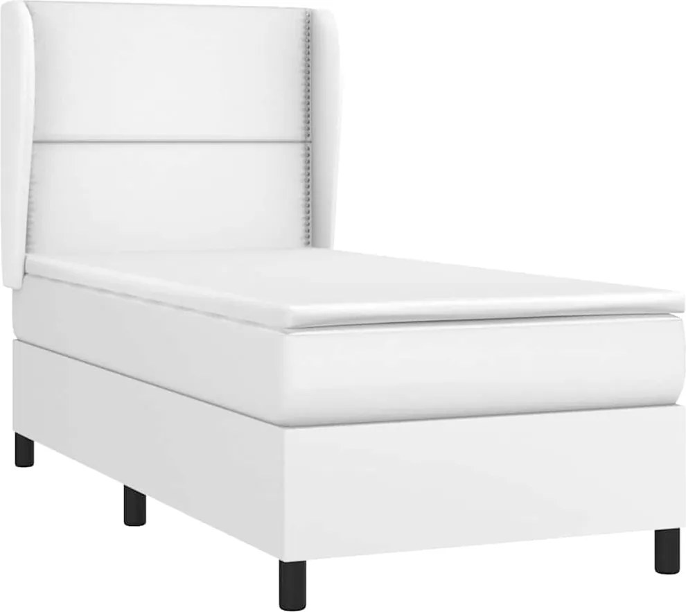 Box spring postel s matrací bílá 100x200 cm umělá kůže 3128956