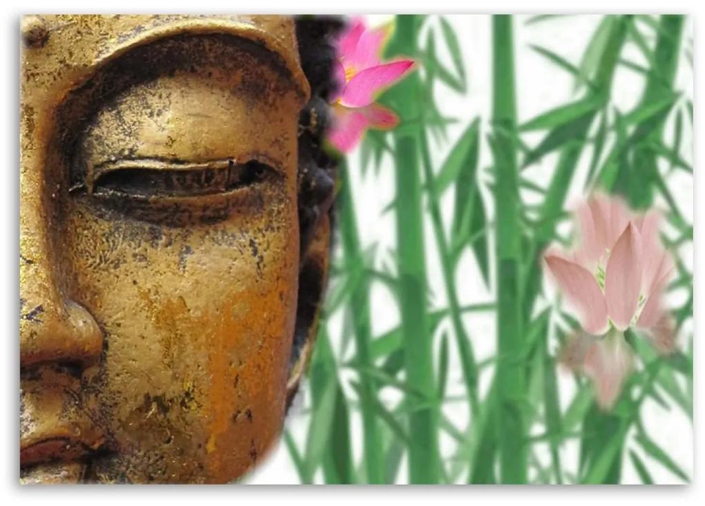 Obraz na plátně Gold Buddha Bamboo Zen Spa - 60x40 cm