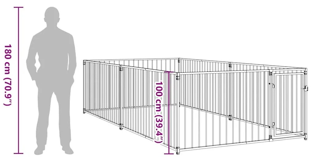 vidaXL Marketos Venkovní psí kotec 200 x 400 x 100 cm