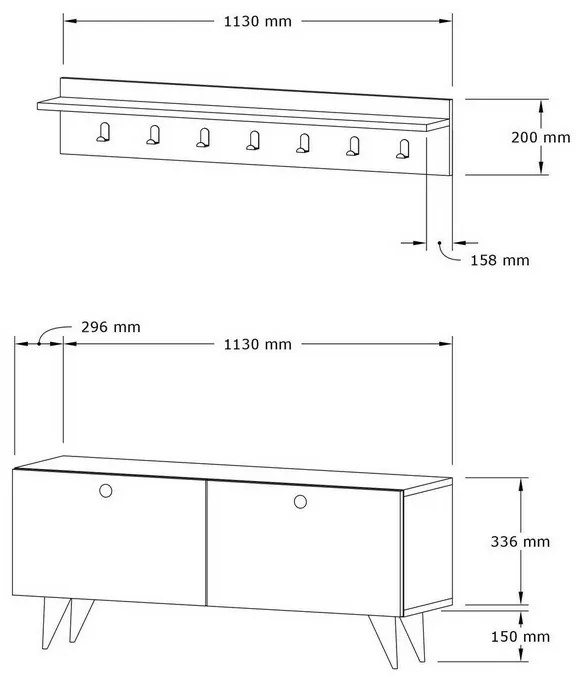 Nástěnný věšák s botníkem Rupa Oak
