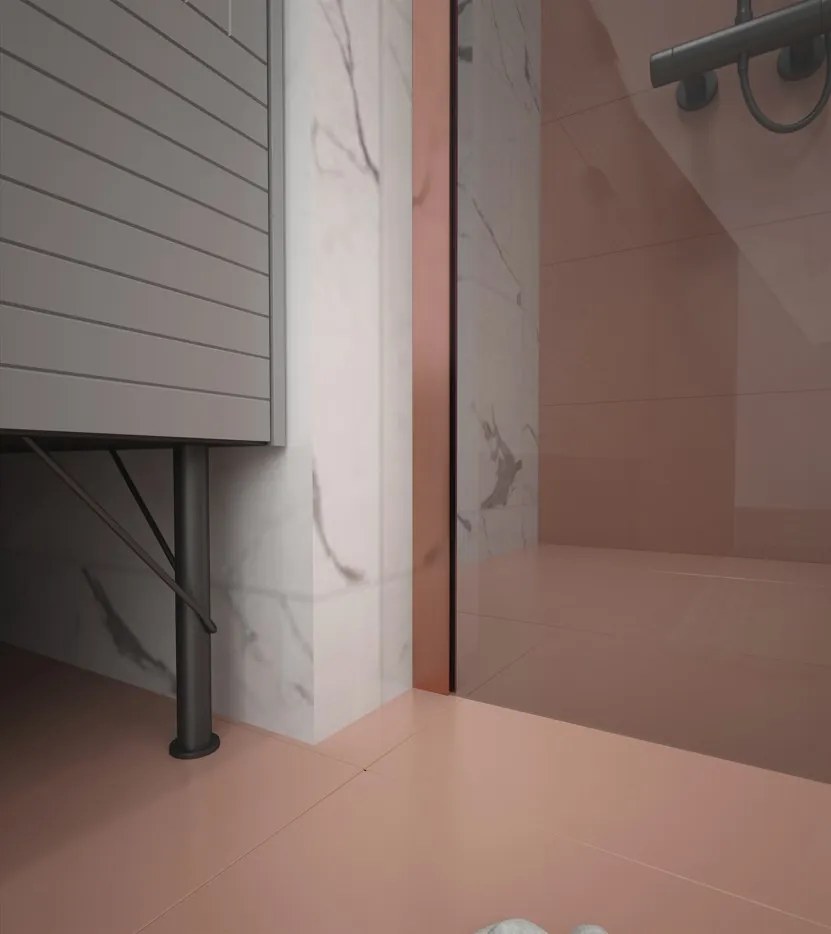 Erga Paris, sprchová zástěna Walk-In 160x200 cm, 8mm šedé sklo, měděný matný profil, ERG-V02-PARIS-160x200-GR-CO
