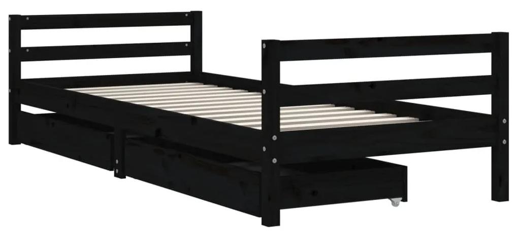 Dětská postel se zásuvkami černá 90x200 cm masivní borové dřevo - Default Title