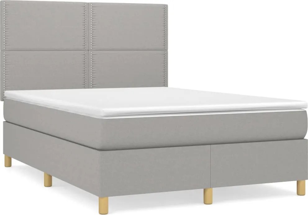Box spring postel s matrací světle šedá 140 x 200 cm textil 3142257