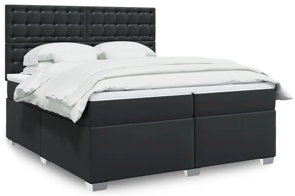 Box spring postel s matrací černá 200x200 cm umělá kůže 3293036