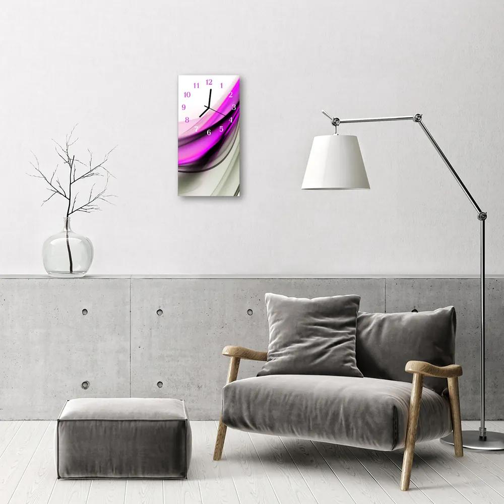 Nástěnné hodiny vertikální Umění Abstrakce fialových linií 30x60 cm