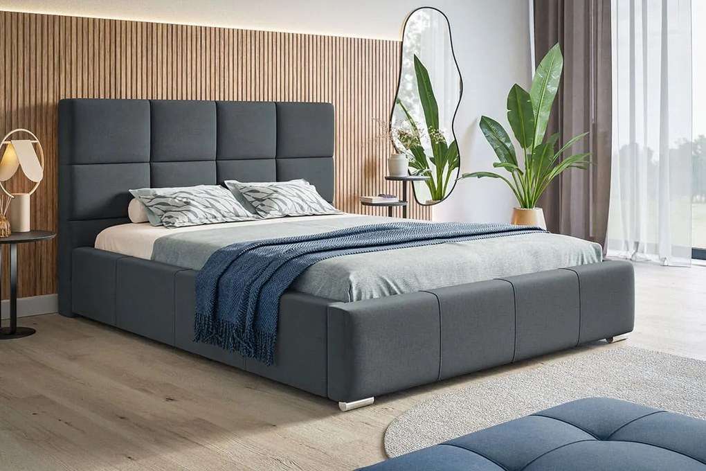 Prostorná čalouněná postel 200x200 cm Gia Barva: Modrá - Kronos 09