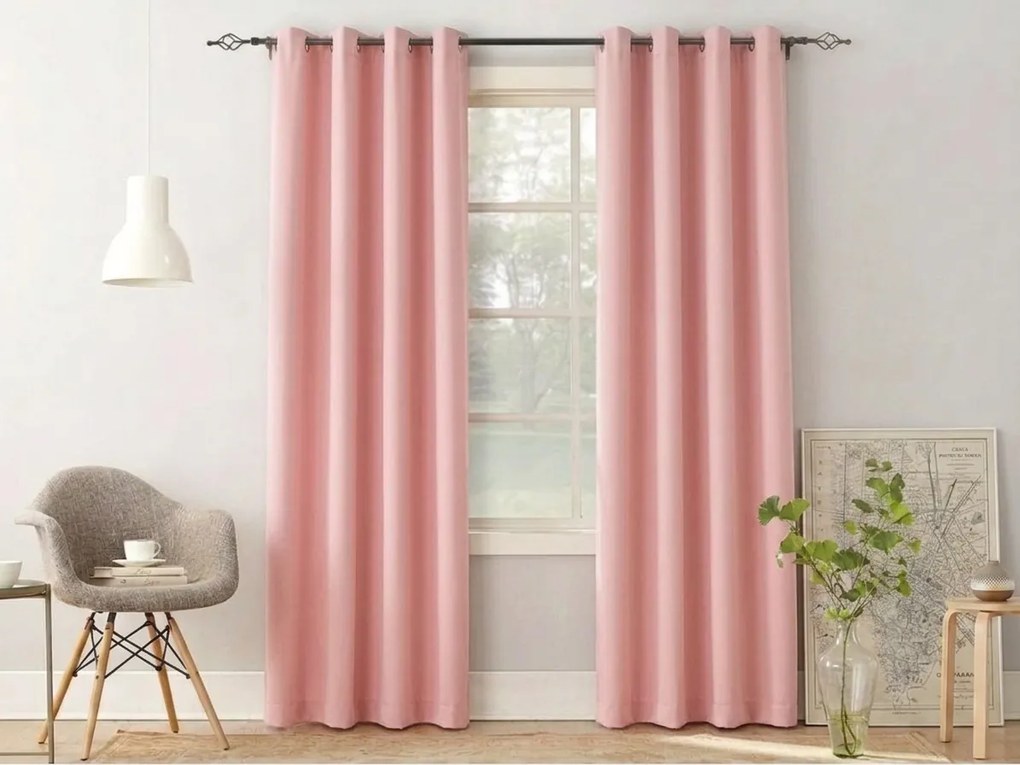Závěs OXFORD LIGHT 140x250 cm, růžový Zavěšení: Kovové kroužky