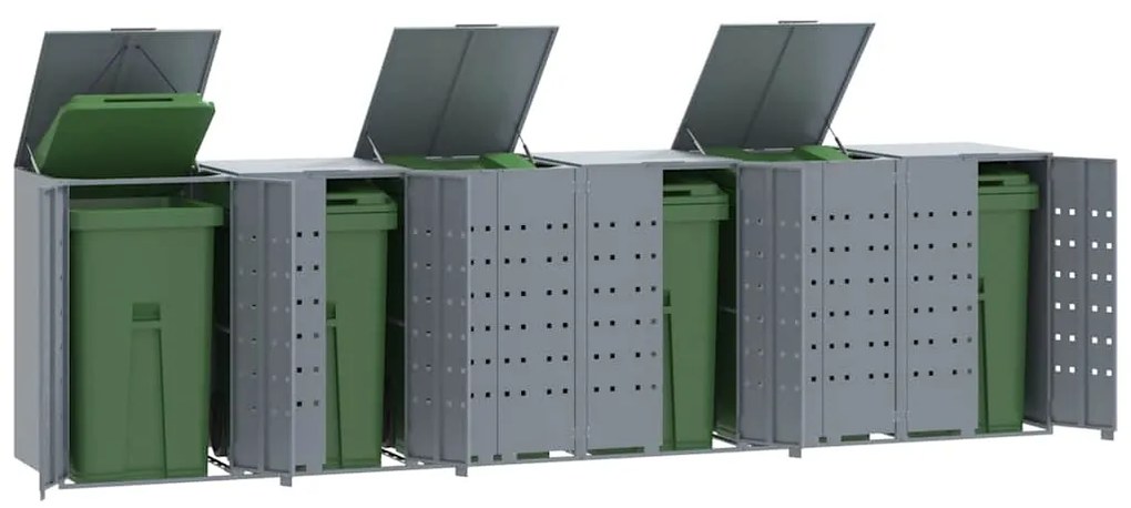 Box na 6 popelnic šedý 414 x 79 x 117 cm ocel 3279991