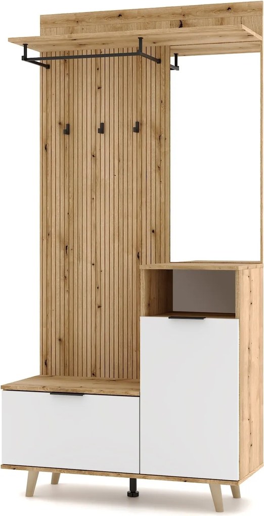 Předsíňová stěna Nordic 100 cm dub Evoke/bílá