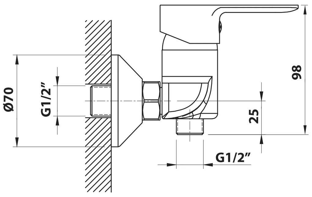 Bruckner Bruckner, BARON nástěnná sprchová baterie, rozteč 150mm, chrom, 612.011.1