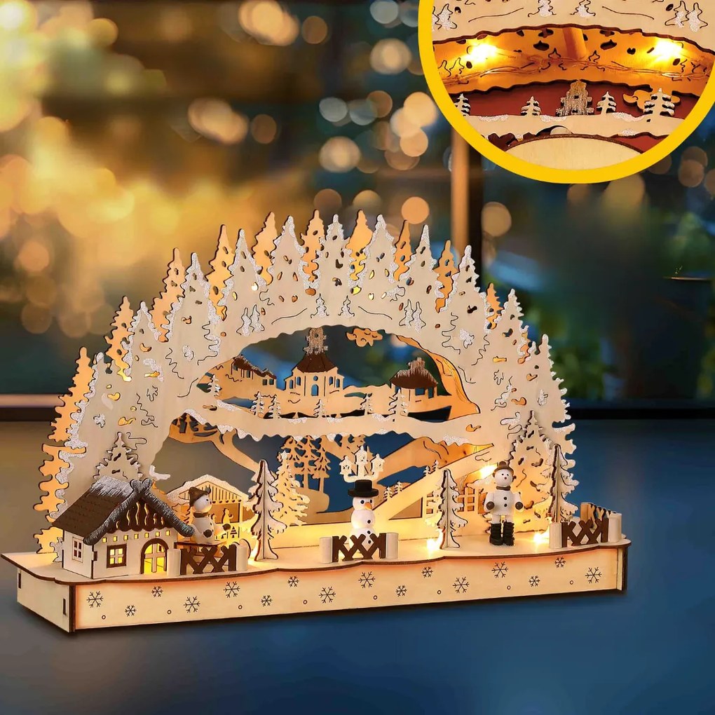 Monzana Vánoční LED oblouk CLEMENT, 45x12,5x28cm, přírodní hnědá