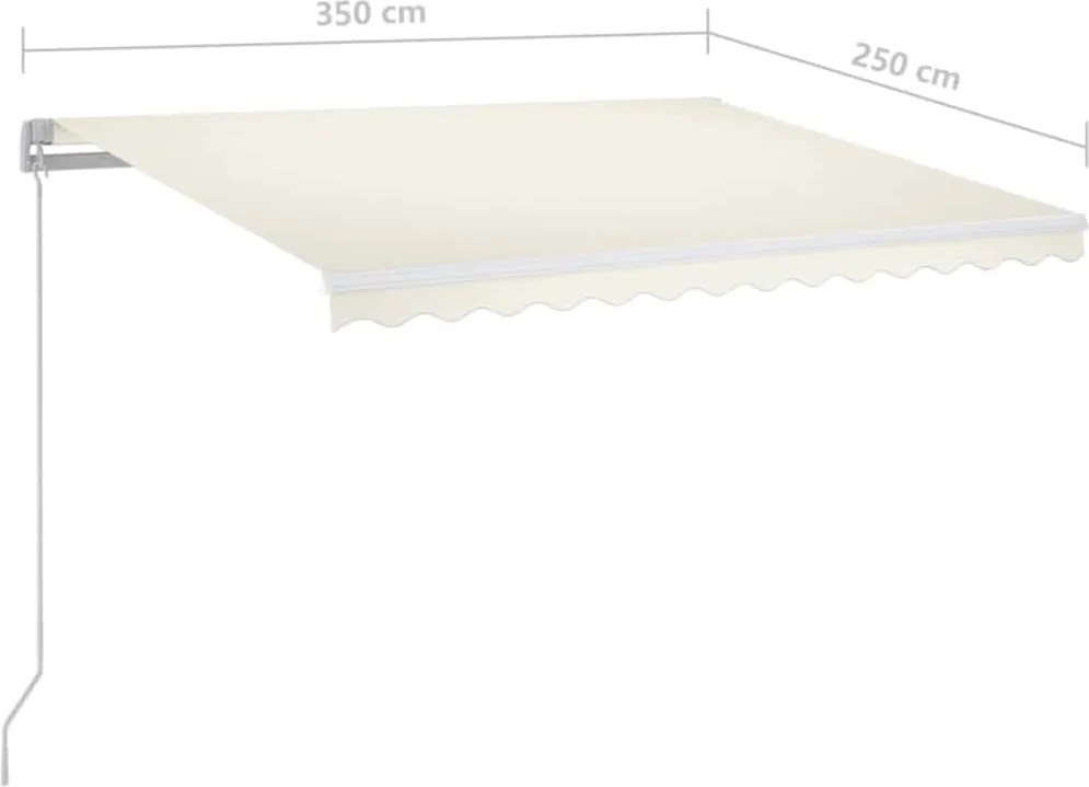 Ručně zatahovací markýza s LED světlem 350 x 250 cm krémová 3068882