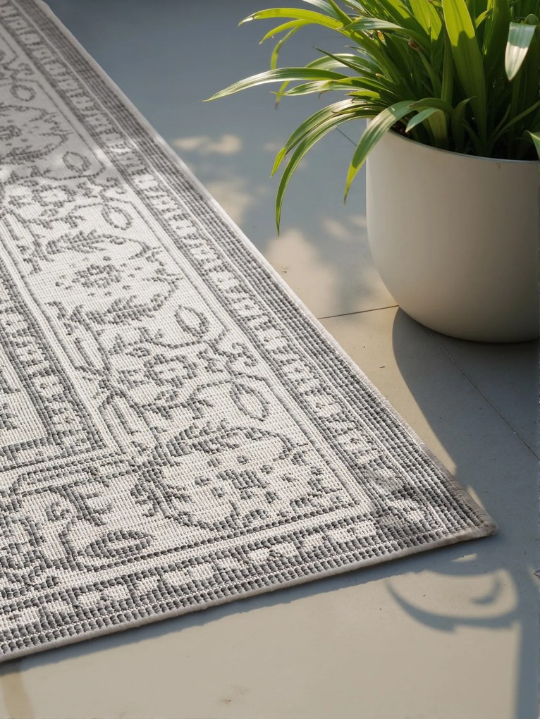 NORTHRUGS, Kusový koberec Duet Kona 106249 White/Gray - na ven i na doma, 160x230, šedá, chodba / předsíň