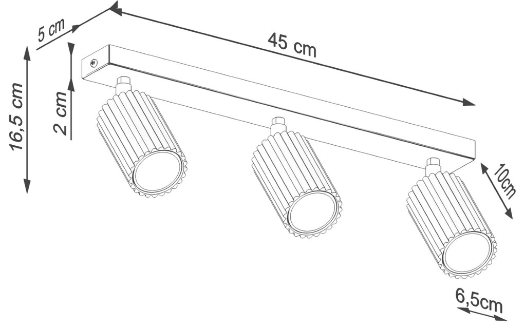 Bodové svítidlo Karbon, 3x béžové kovové stínítko, (možnost polohování)