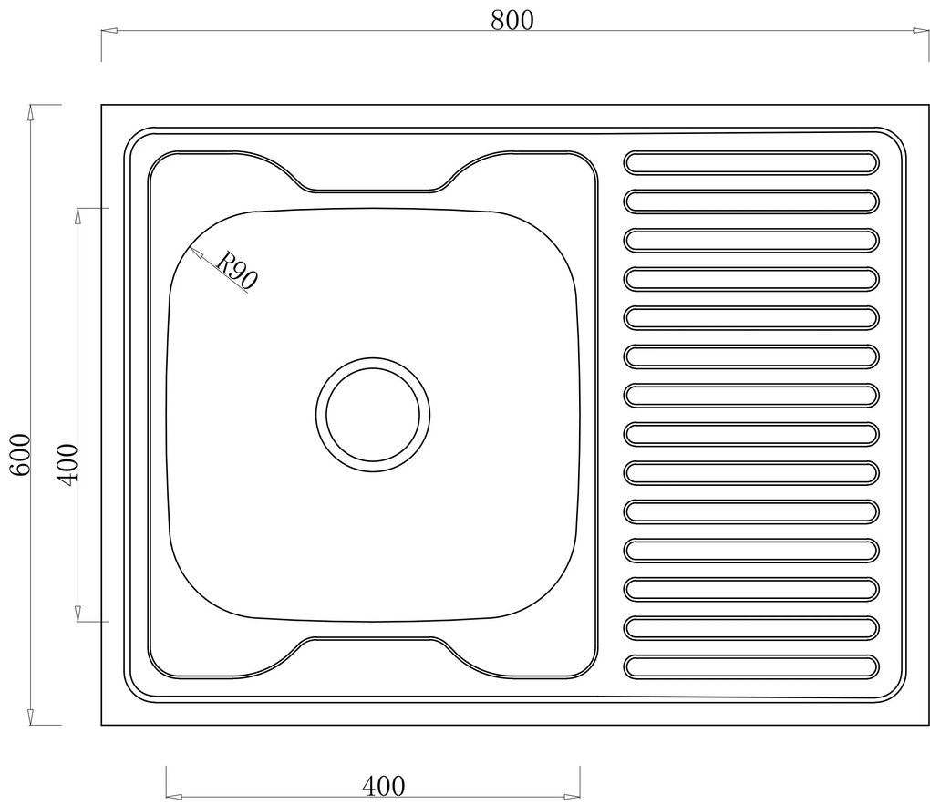 Velazo Dřez 1 komorový s odkapávačem, nerez - , 80x60 cm
