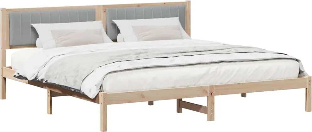 Rám postele Světle šedá 200 x 200 cm Masivní borové dřevo 3394238