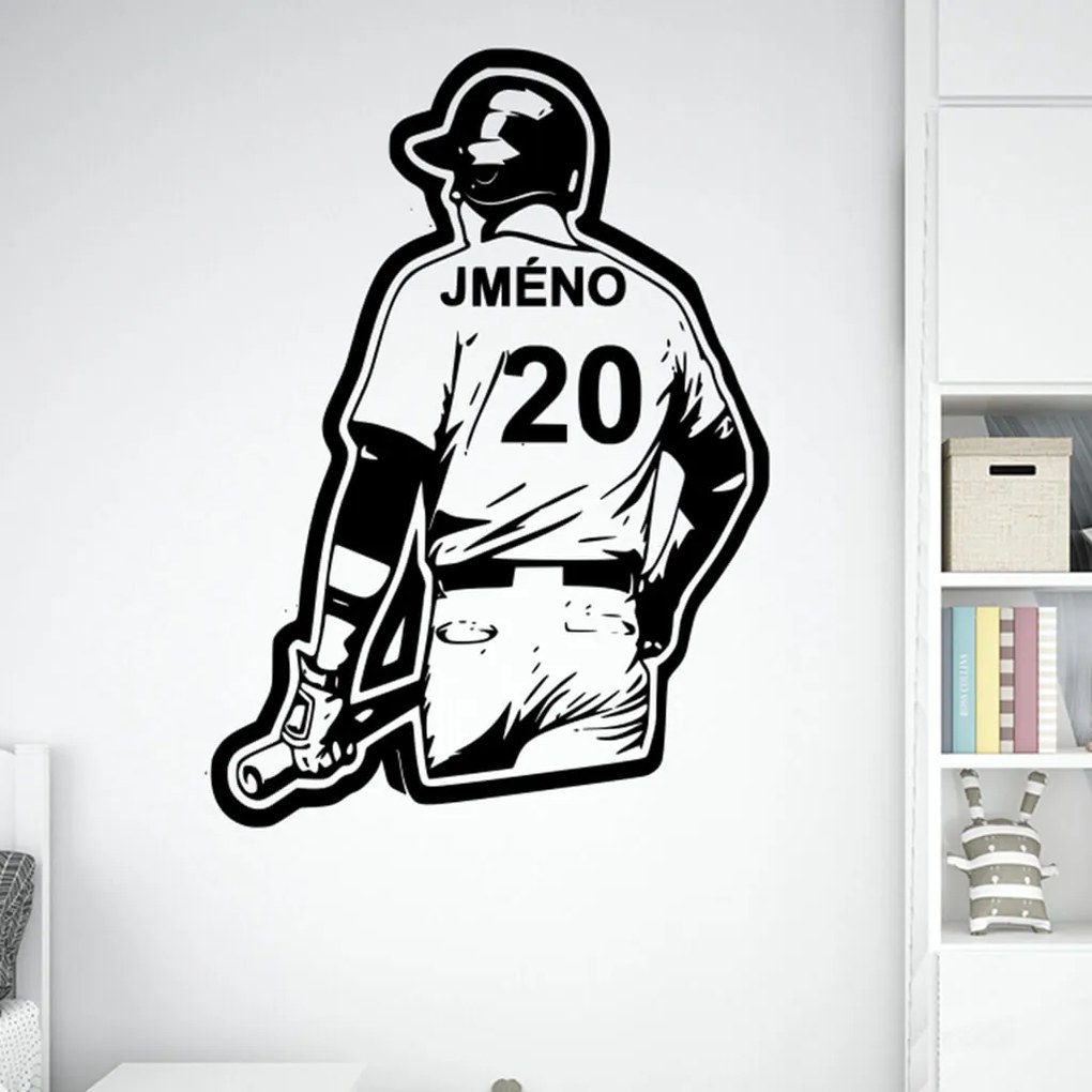 Živá Zeď Samolepka na zeď Baseballový dres Barva: černá