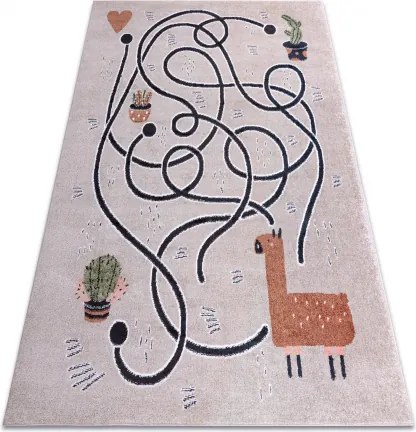 Koberec FUN Game pro děti, herní, lama béžová