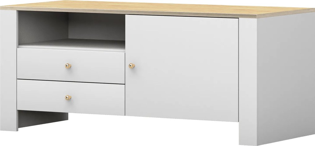 IDZ Televizní stolek AGAWA 05, 120 cm Dub Hikora/Bílá