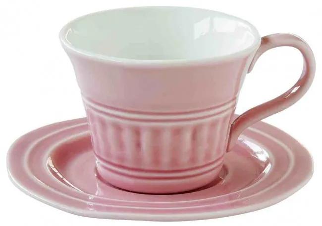 Easy Life Abitare Porcelánový šálek s podšálkem růžový 250 ml