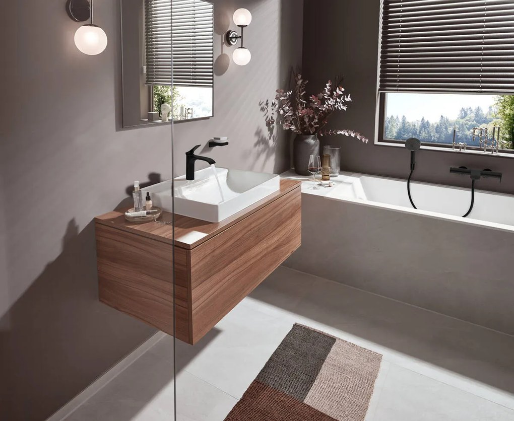 Hansgrohe Vivenis, umyvadlová baterie 80, s výpustí, EcoSmart, černá matná, 75010670