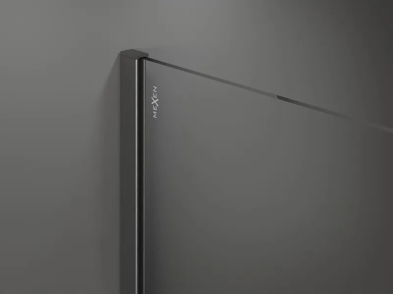 Mexen Kioto, sprchová zástěna Walk-In 140 x 200 cm, 8mm sklo vzor zrcadlo, grafitový profil, 800-140-101-66-50