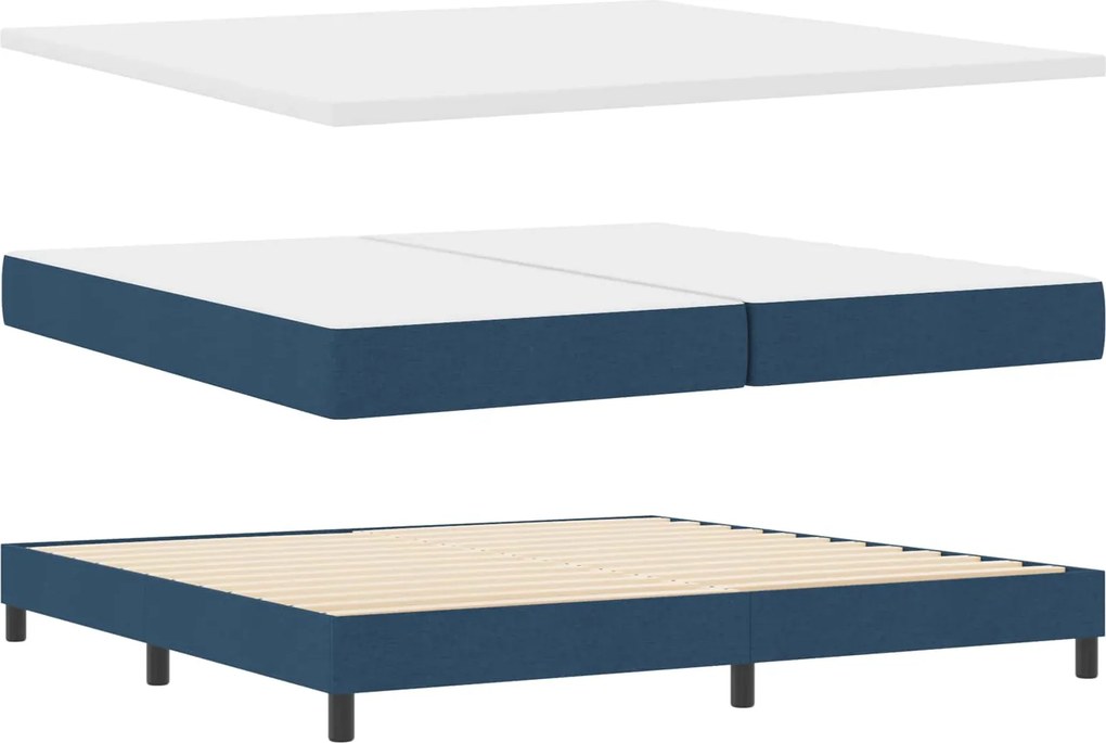 Postel s boxspringem s čelo Modrá 200 x 200 cm textil 3338796