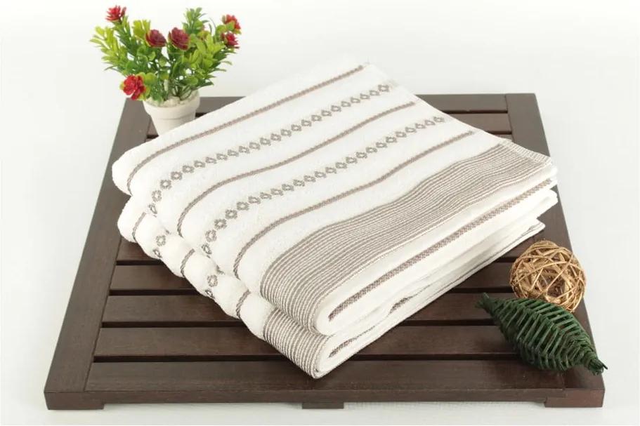 Sada 2 krémových ručníků Patricia Bombeli, 50 x 90 cm