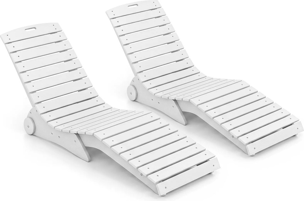Costway Sada 2 lehátek z HDPE, ergonomické zahradní lehátko