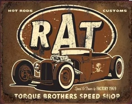 Plechová cedule TORQUE - Rat Rod, (40 x 31.5 cm)