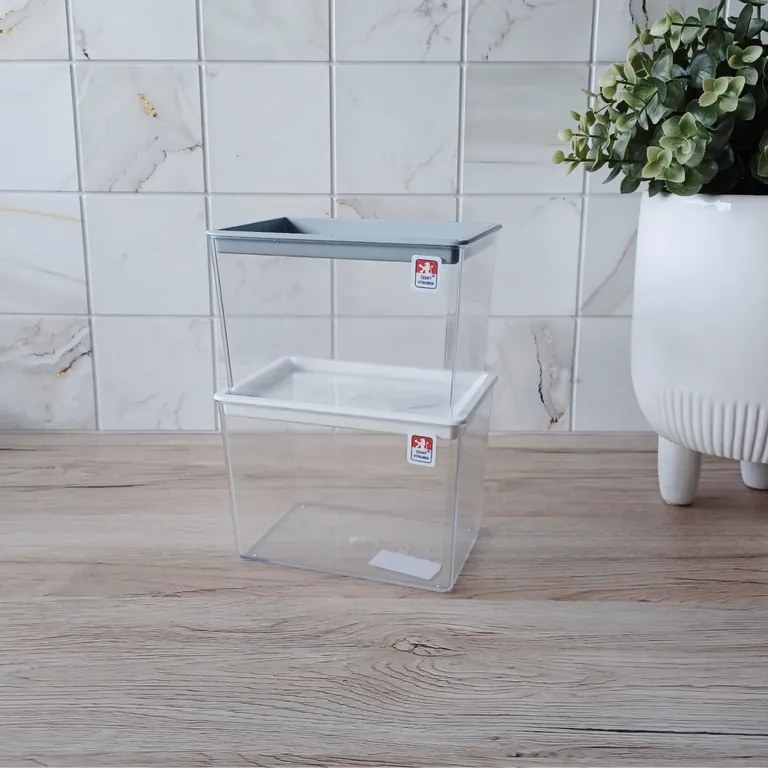 DÓZA NA SUCHÉ POTRAVINY 600 ml – nízká, průhledná | DomaLEP varianta: BÍLÁ