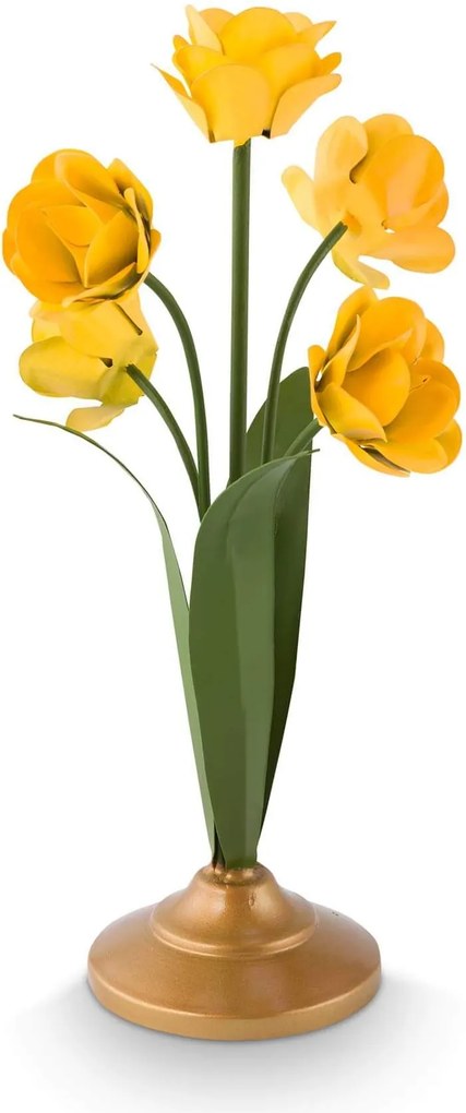 Pip Studio kovový svícen Flower - žlutý (Designový kovový svícen s květinou)
