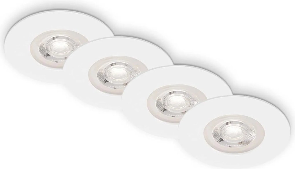 Brilo Vestavné LED svítidlo Kulana, stmív., 4,9 W, matné bílé, 4 ks, 9 x 2,5 cm