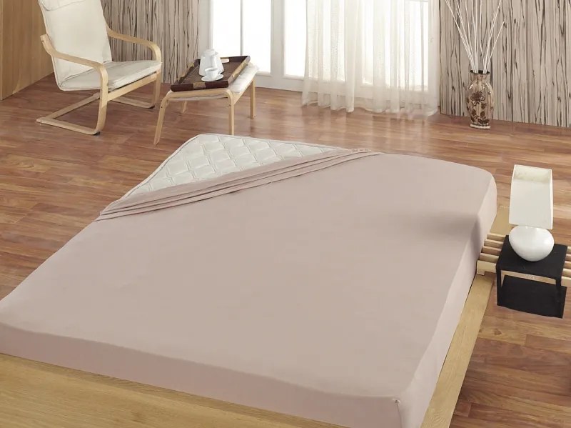 Matějovský napínací prostěradlo jersey Světle hnědé na matraci: 90/100 x 200 cm